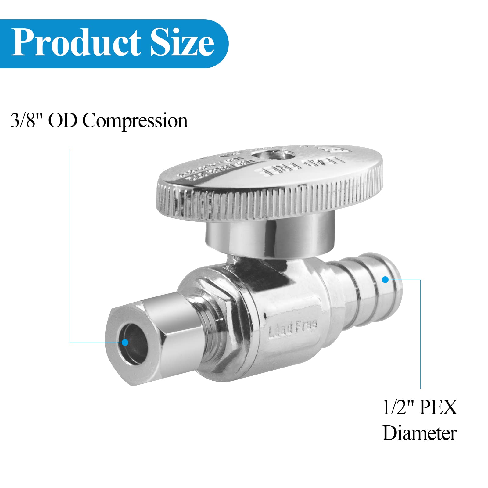 Snapklik.com : WiseWater Shut Off Valve 1/2" PEX X 3/8" Compression, 1/ ...
