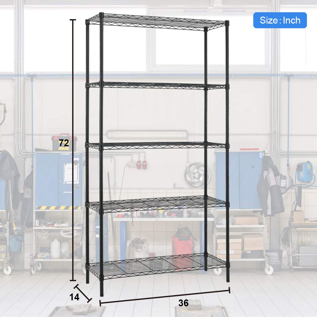 Buy 14‘’Lx36''Wx72''H 5-Shelf Adjustable Storage Shelves Wire Shelving ...