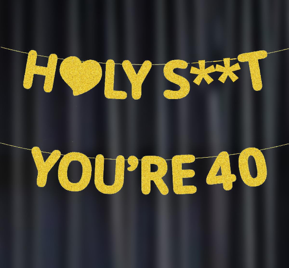 40th birthday decorations,40th Birthday Banner, Gold Glitter, forty ...
