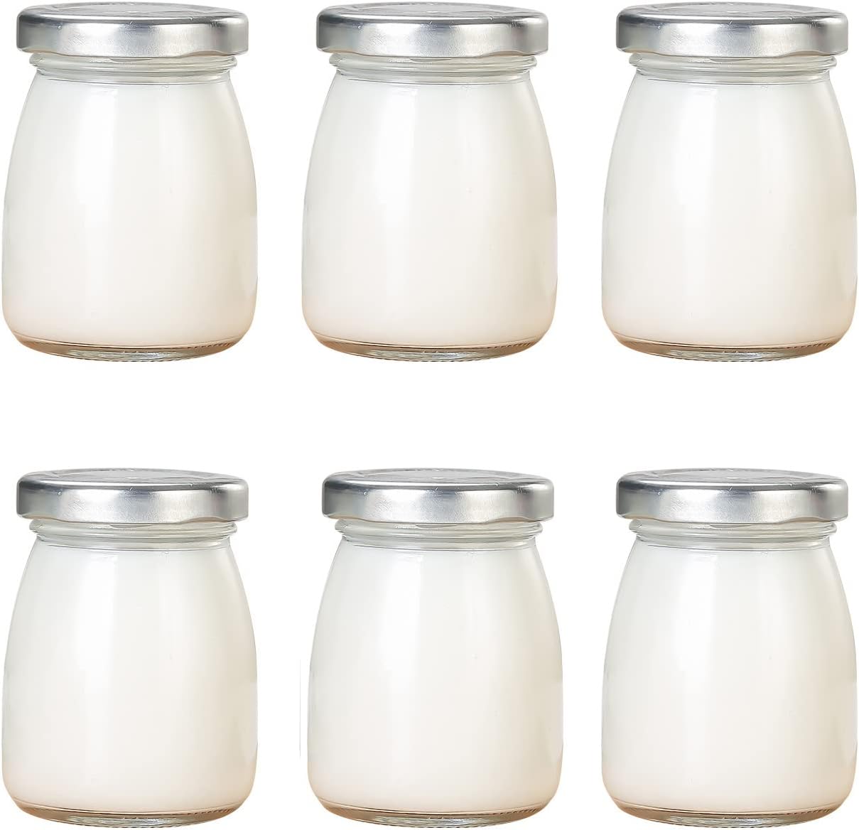 Danmu Art 6pcs 100ml Clear Glass Bottles with Pretty Siver Lids Small ...