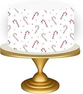 Amazon.com: Candy Cane Cake Wrap, Candy Cane Cupcake Toppers, Edible ...