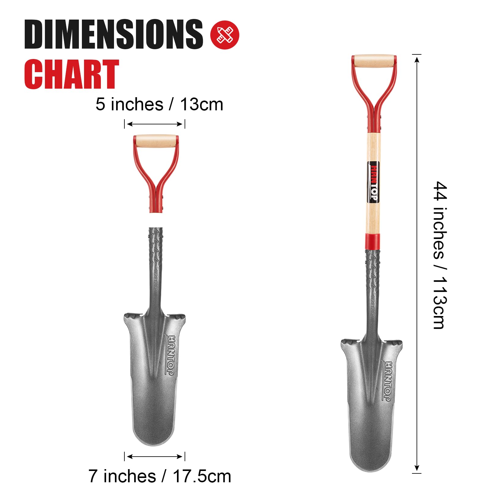 Snapklik.com : HANTOP Drain Spade Shovel Garden Spades Shovels For ...