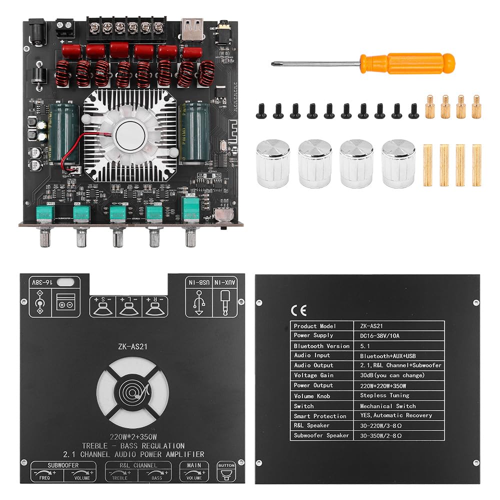 DollaTek 2.1 Bluetooth Power Amplifier Board with TPA3255 Chip 220W x 2 ...