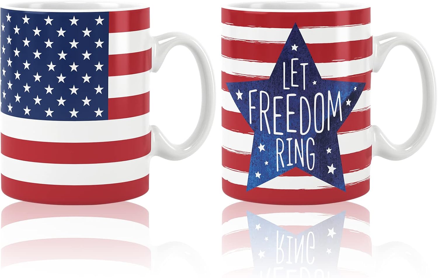 Amazon.com: Whaline 2Pcs Patriotic Mugs 4th of July Ceramic Cups Stars ...