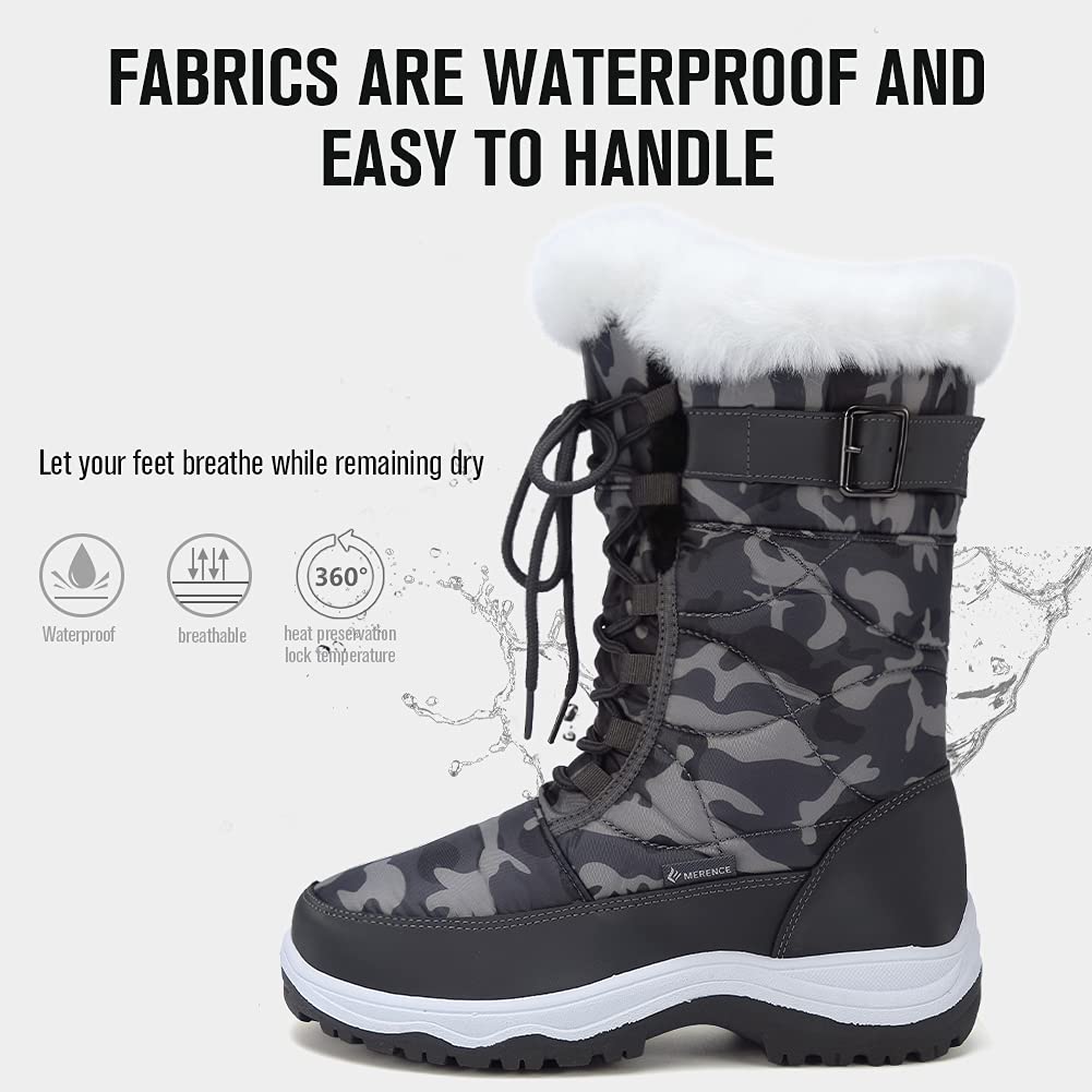 Snapklik.com : Womens Snow Boots Winter Waterproof Fur Lined Frosty ...