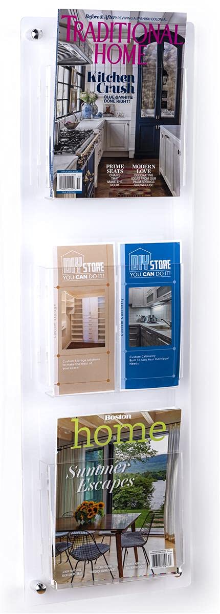 Amazon.com: Displays2go Three Pocket Magazine Wall Rack, Display ...