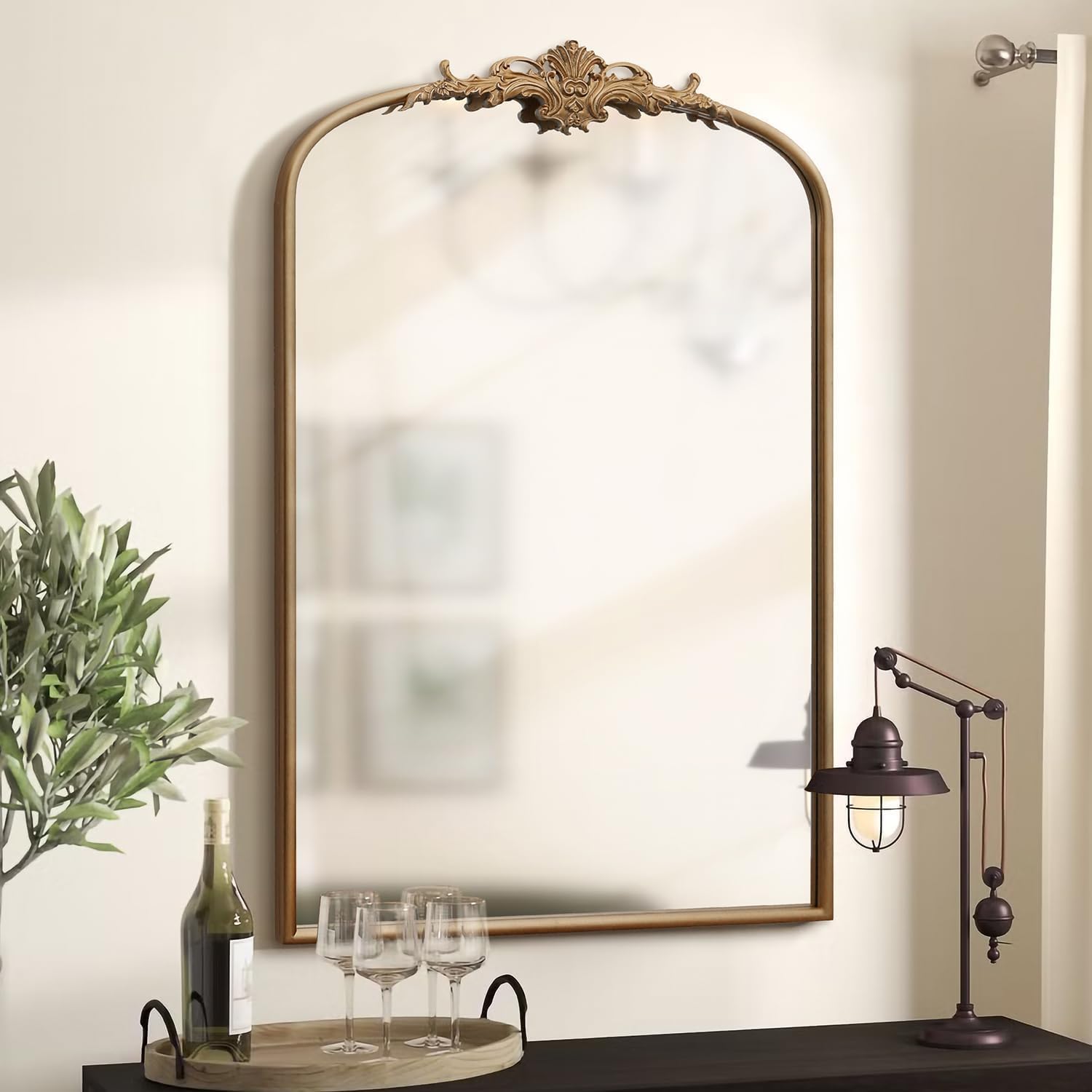 Amazon.com: Besdomus Antique Gold Arched Mirror: 24"x36" Large Arch ...