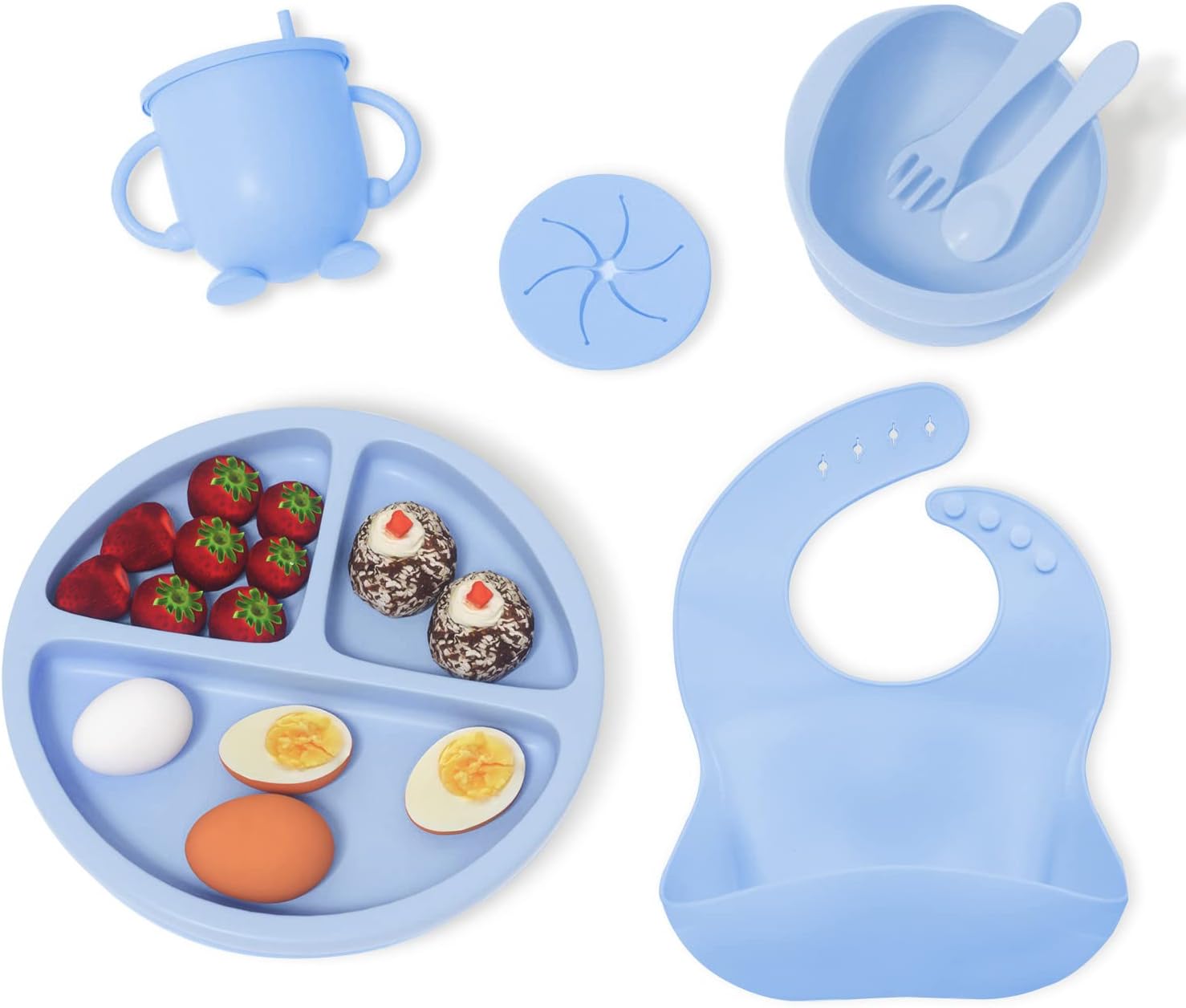 TOSSHCL Set de Platos para Bebe. Plato Bebé de Silicona con Ventosa, 6 piezas, BPA Free ...
