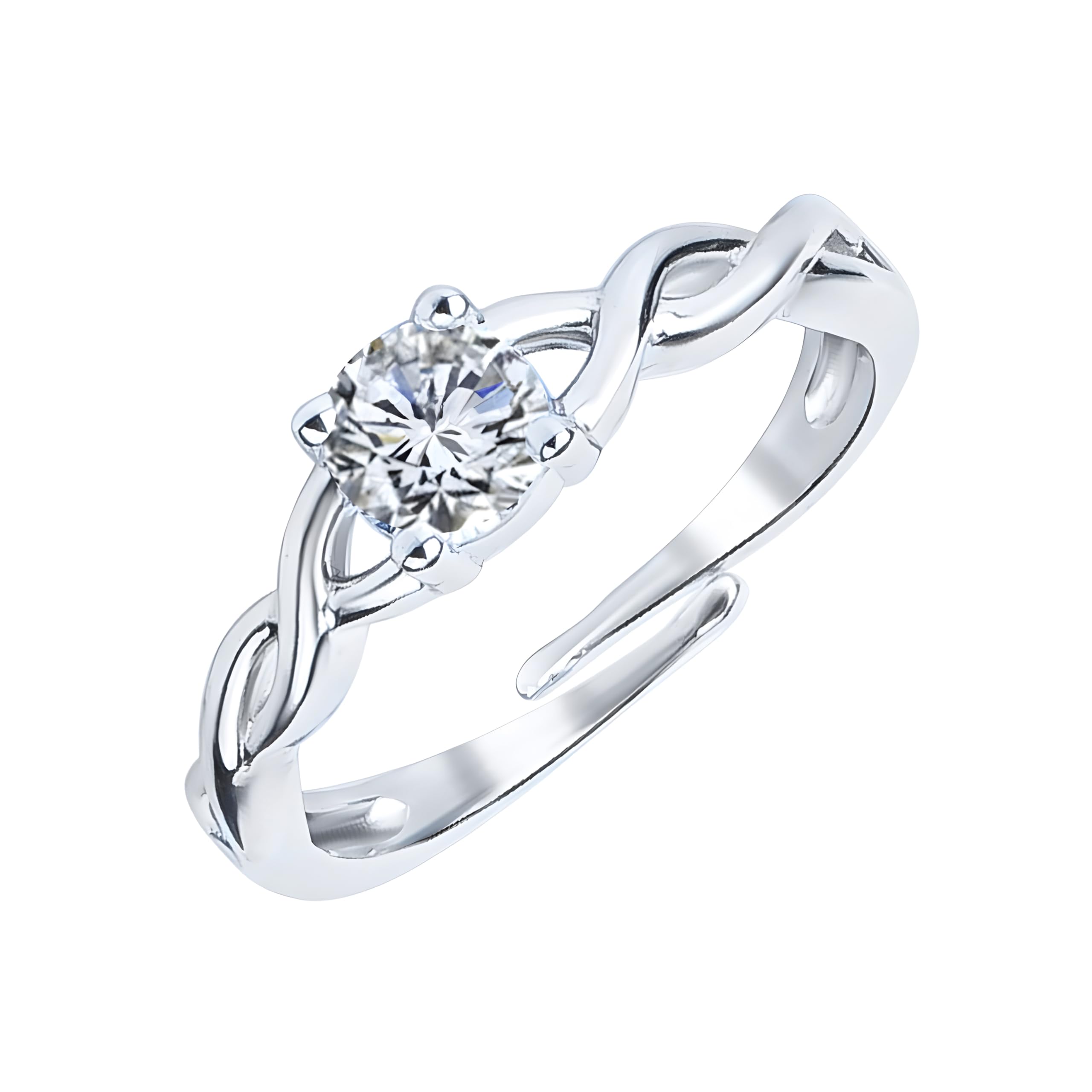 THE MARKETVILLA Pure 925 Silver Rings for Women - Solitaire Adjustable ...