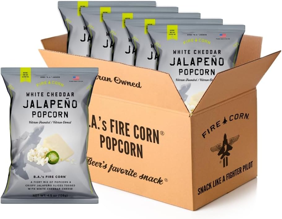 Amazon.com: Fire Corn Popcorn Real Jalapeno Popcorn with White Cheddar ...