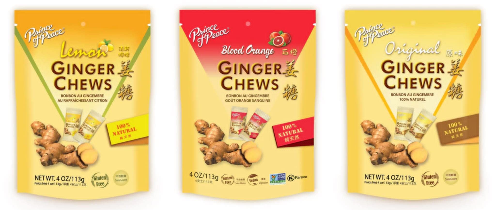 Amazon.com : Ginger Chews Variety Pack 4oz - Flavors original, Lemon ...