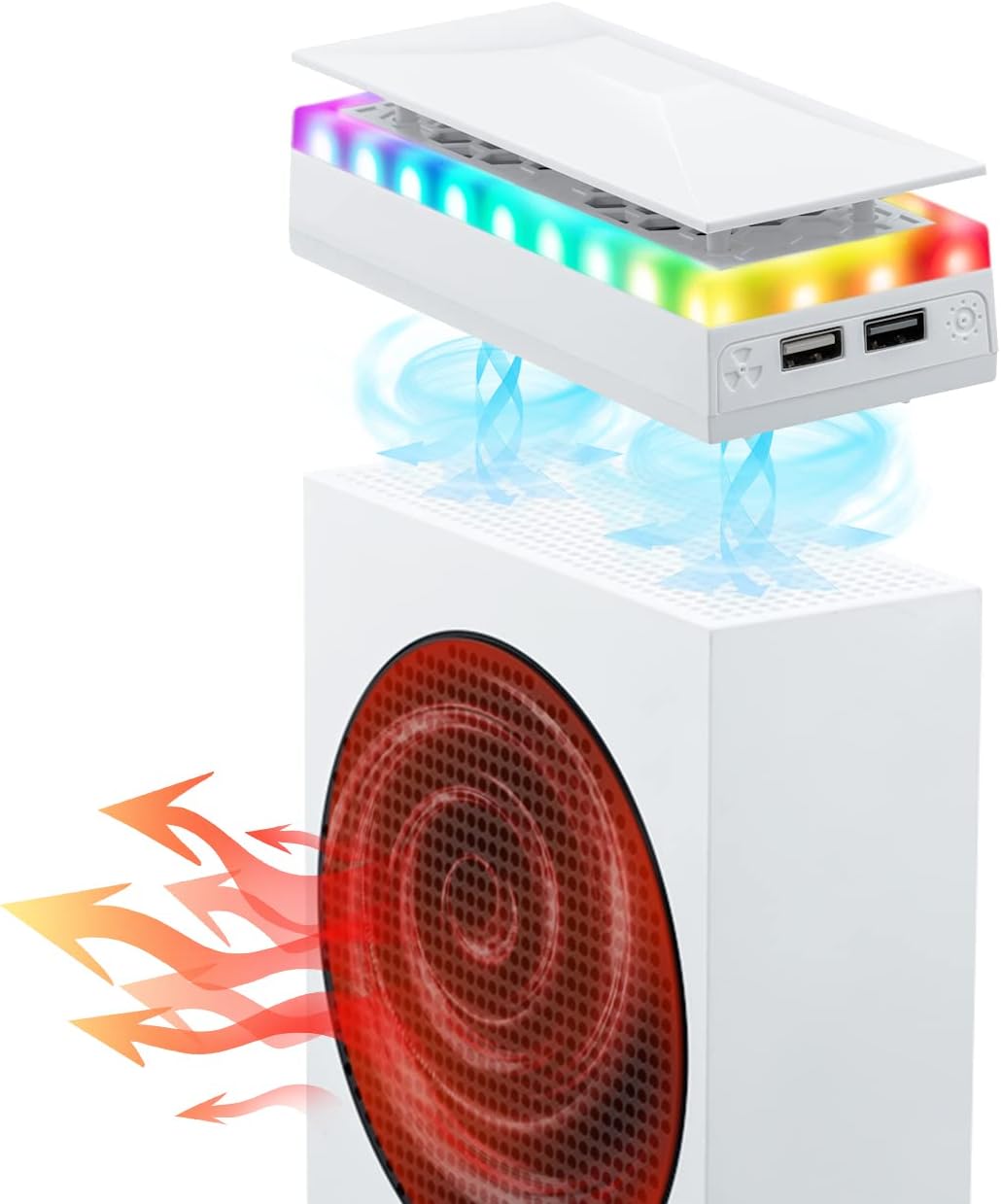 Mcbazel Cooling Fan with RGB Light for Xbox Series S Only Top LED Cooling System, 3 Level ...