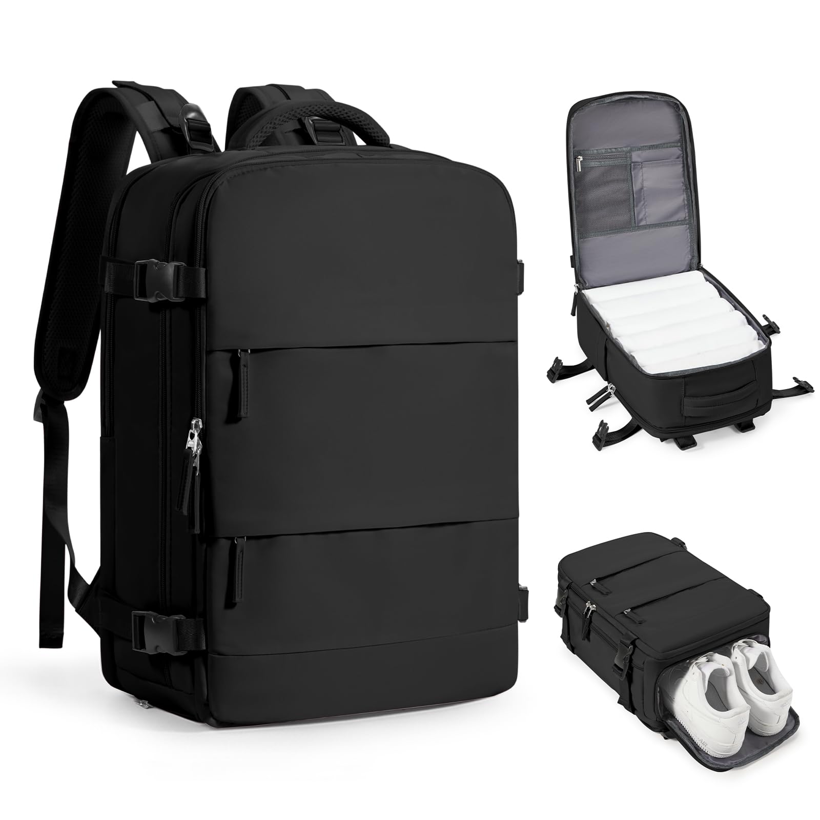 Amazon.com | coofay Black Travel Backpack Carry on Flight Approved ...