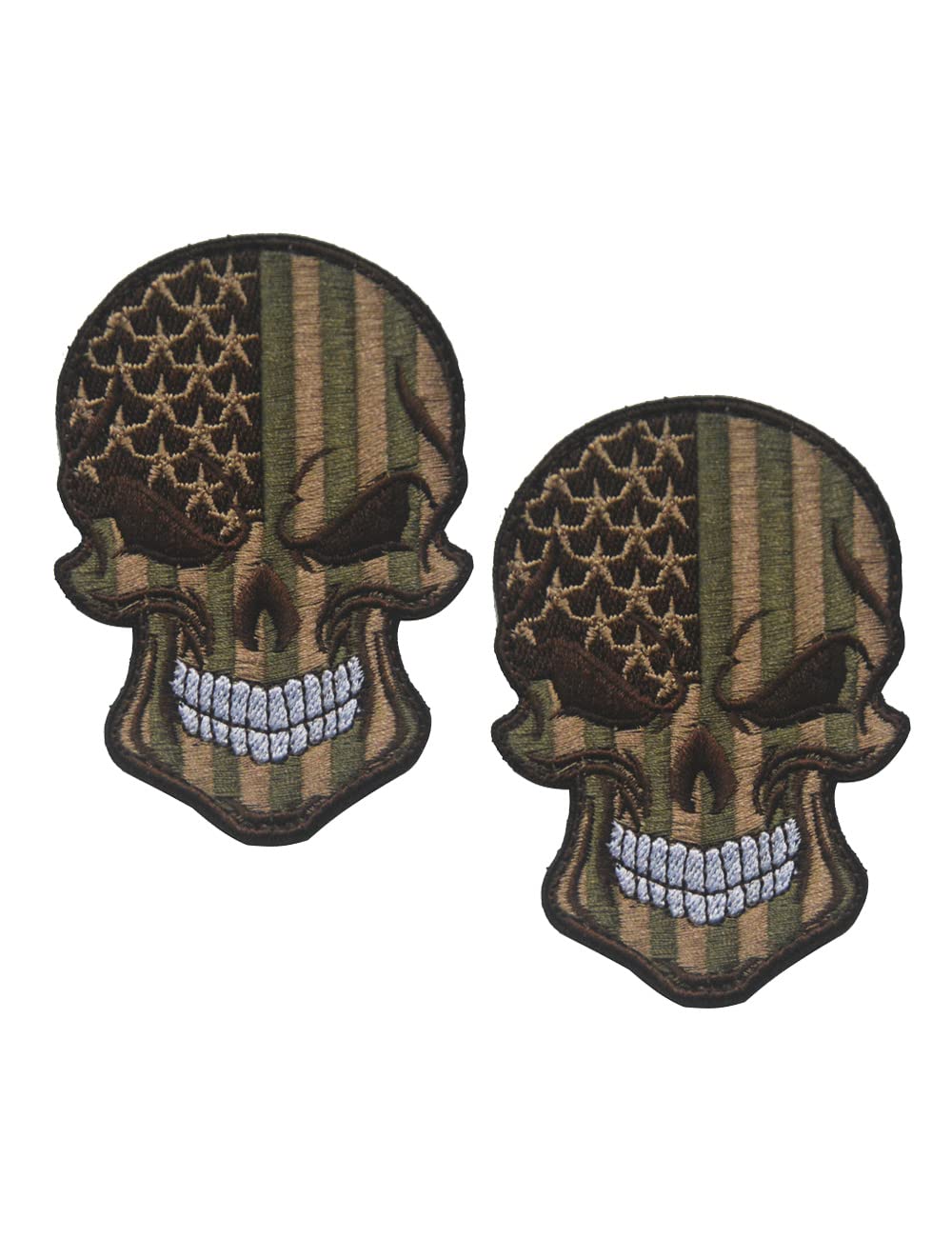 Amazon.com: 2 PCS AliPlus USA American Flag Patches Skull Patches ...