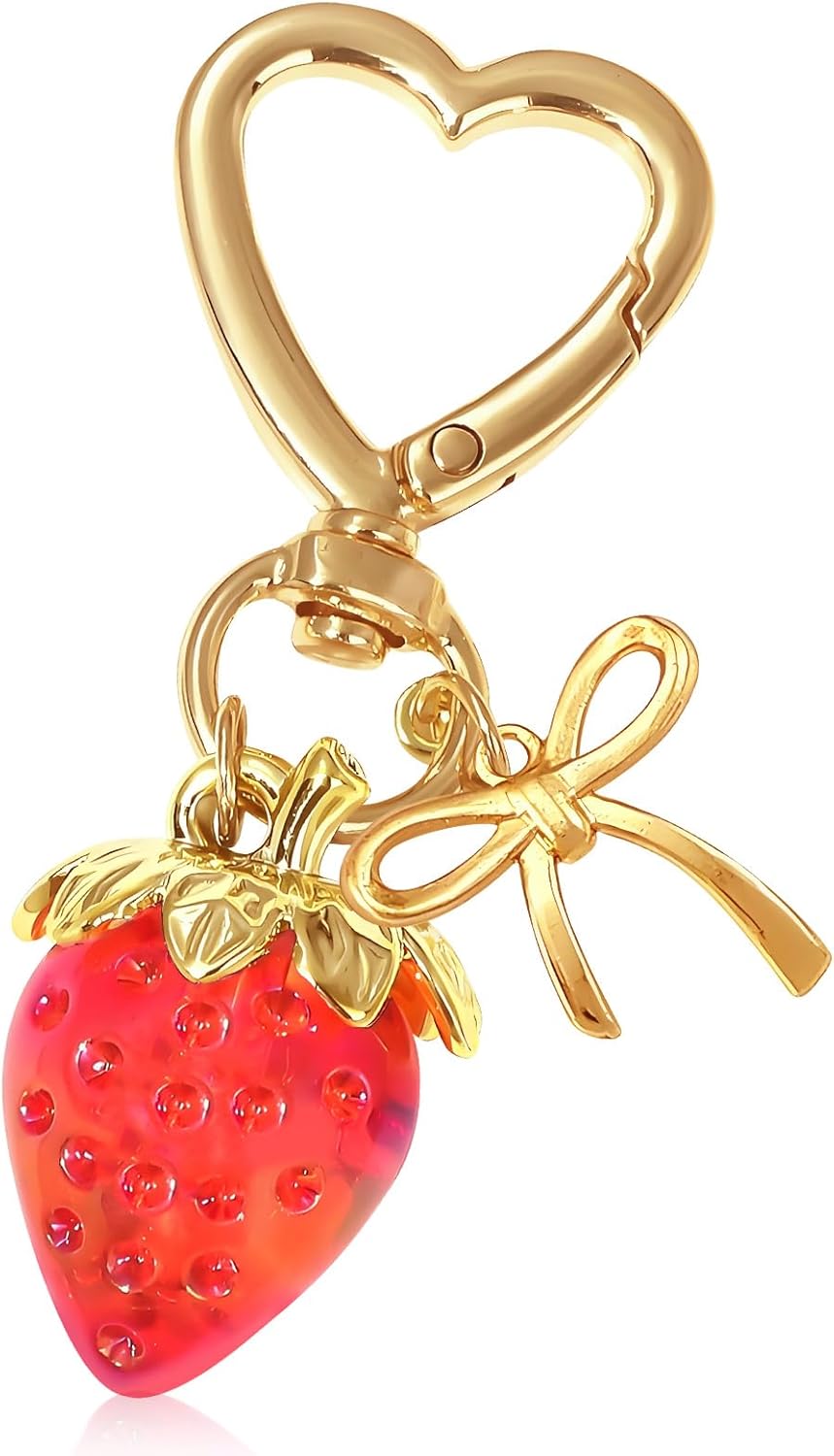 Beautiful Strawberry Keychain Supplies Hanging Bag Charms for Girls ...