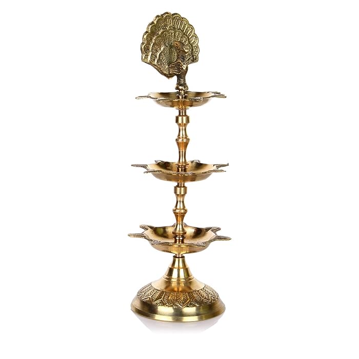 Buy Hashcart Brass PanchMahal Standing Diya - Traditional Handmade ...