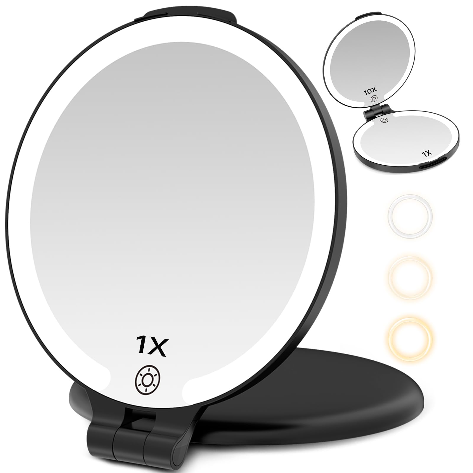 Amazon.com - FUNTOUCH 7'' Travel Makeup Mirror with Lights 10X ...