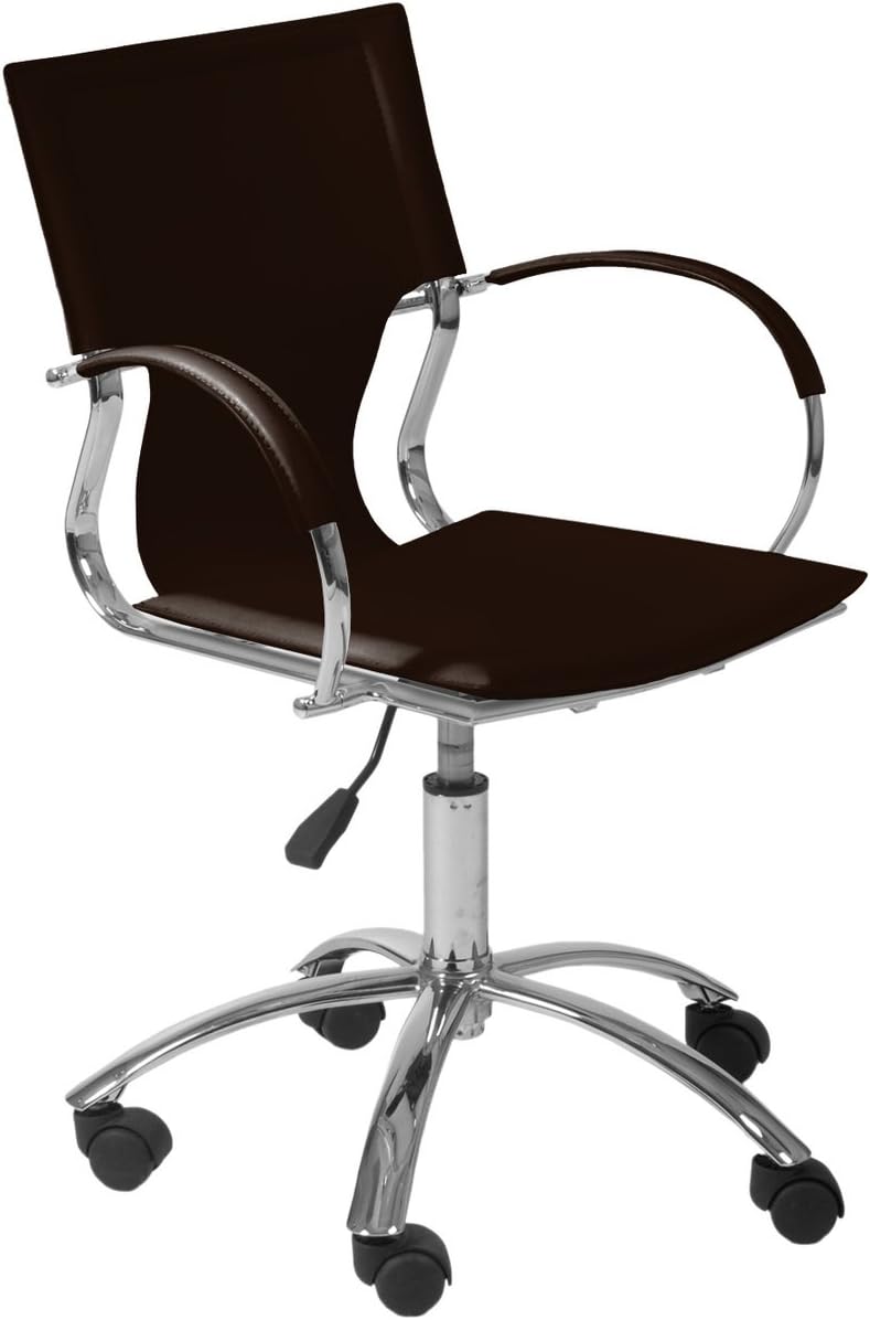 Amazon.com: Vinnie Office Chair in Brown Leather/Chrome by Eurostyle ...