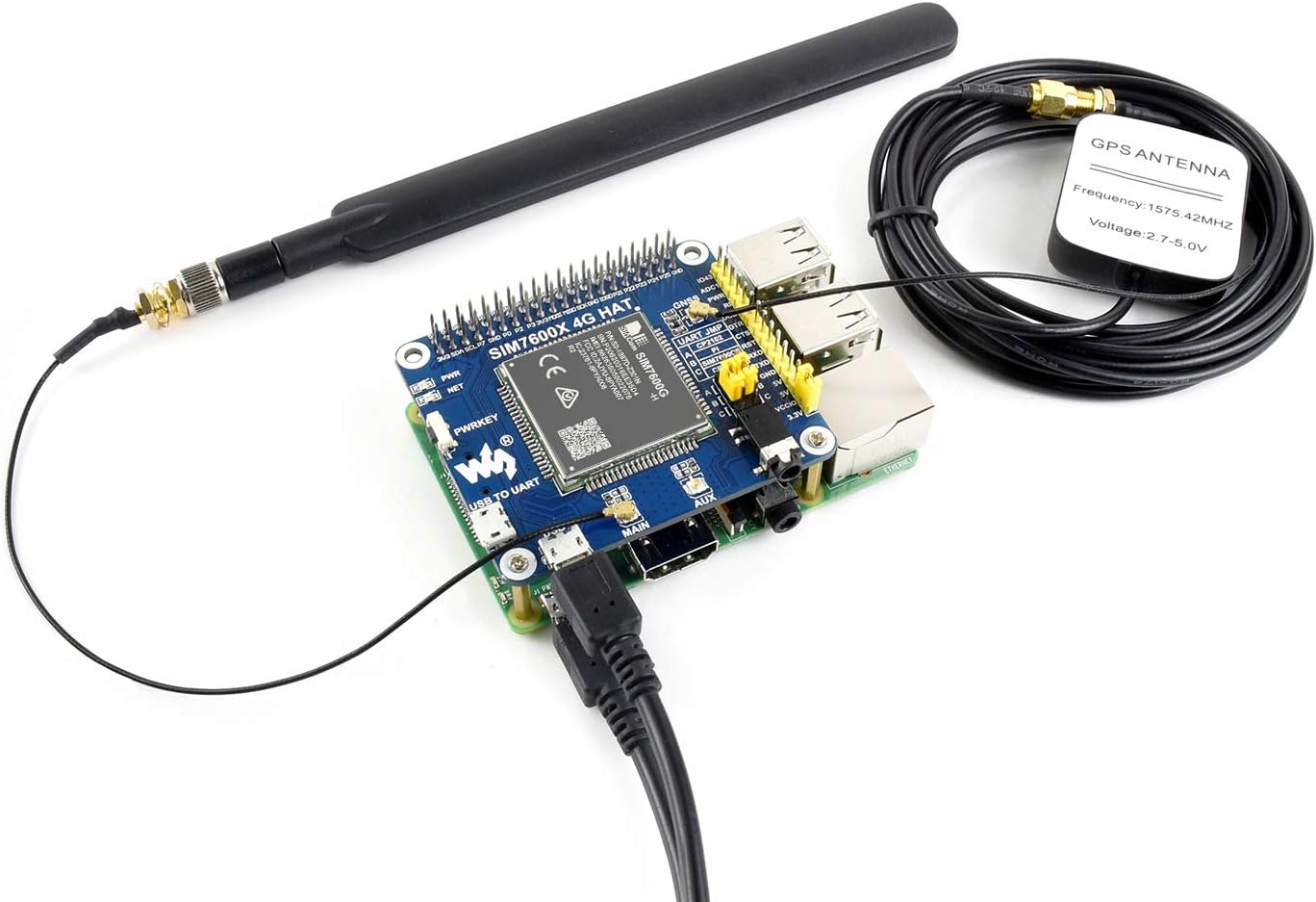 Waveshare SIM7600G-H 4G HAT 4G/3G/2G/GSM/GPRS/GNSS HAT for Raspberry Pi ...