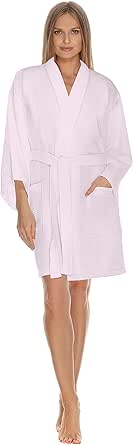 Boca Terry Womens Waffle Robes - Knee Length Robe - Lightweight Waffle ...