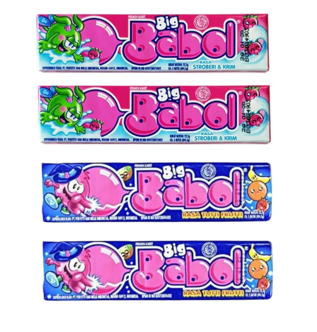 Big Babol Rasa Tutti Frutti Gum (Pack 2), Big Babol Rasa Strawberry Gum ...