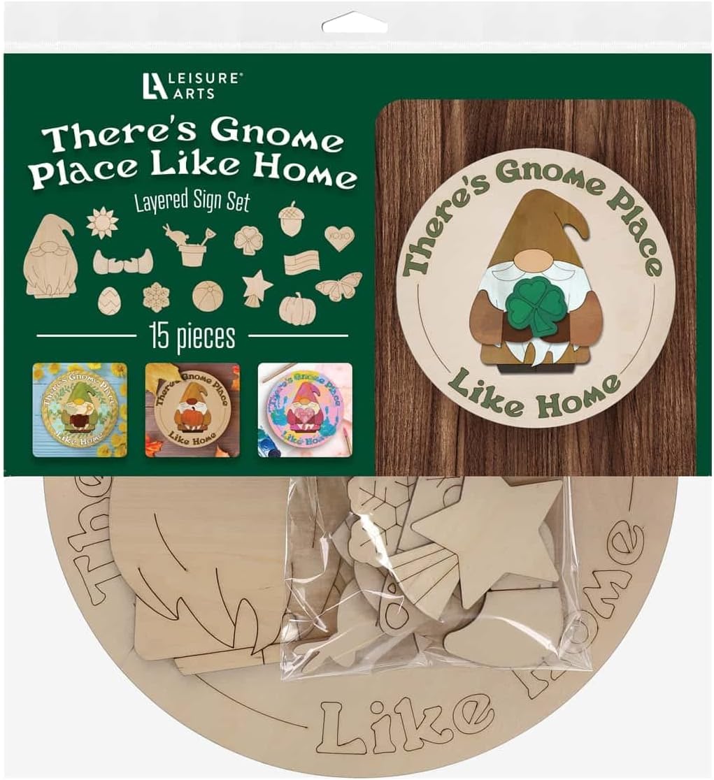 Amazon.com: LEISURE ARTS Wood - Garden Layered Sign Set, Gnome Place ...
