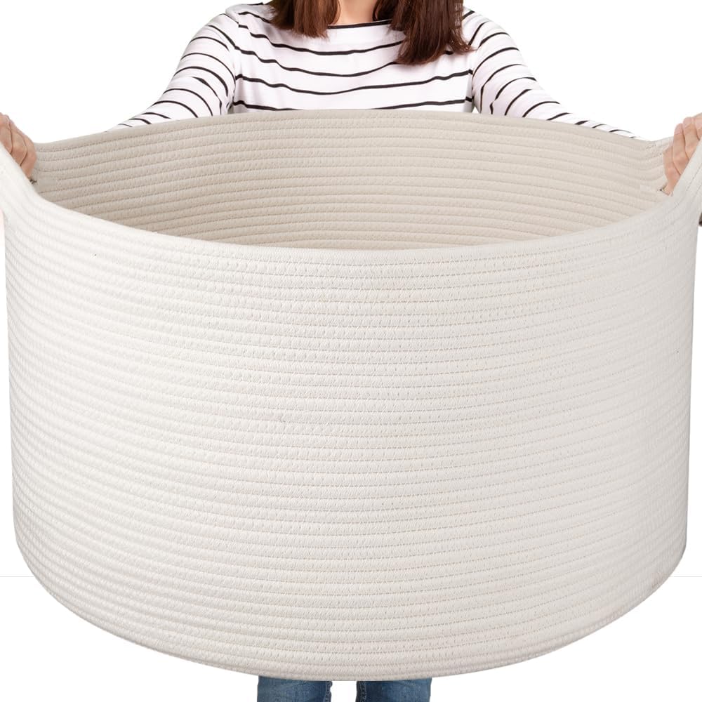 Amazon.com: MEGASKET White Rope Storage Baskets, 22" X 22" X 14" Extra ...