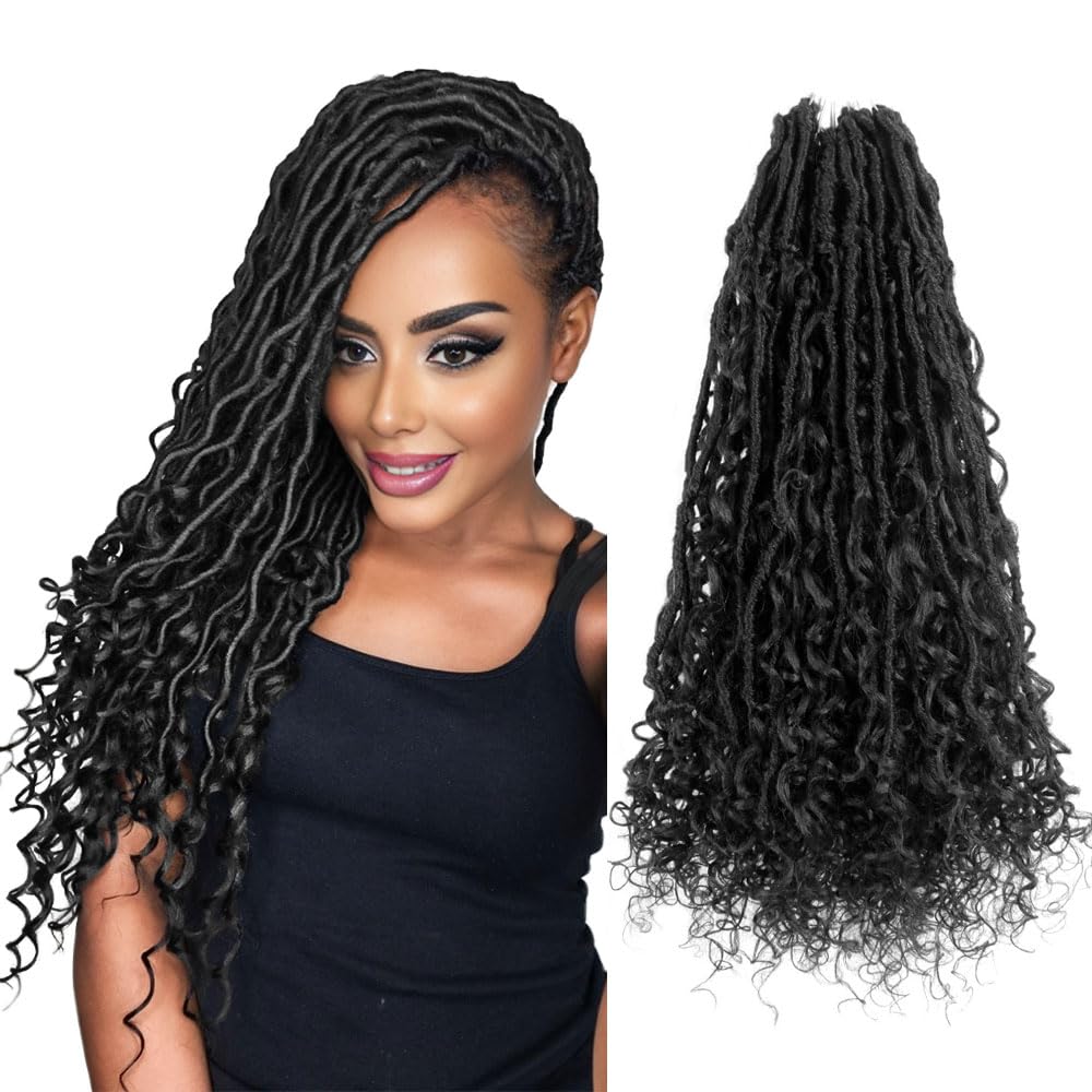 Amazon.com : BOHO BABE Goddess Faux Locs with Curly Ends 18 Inch, Pre ...