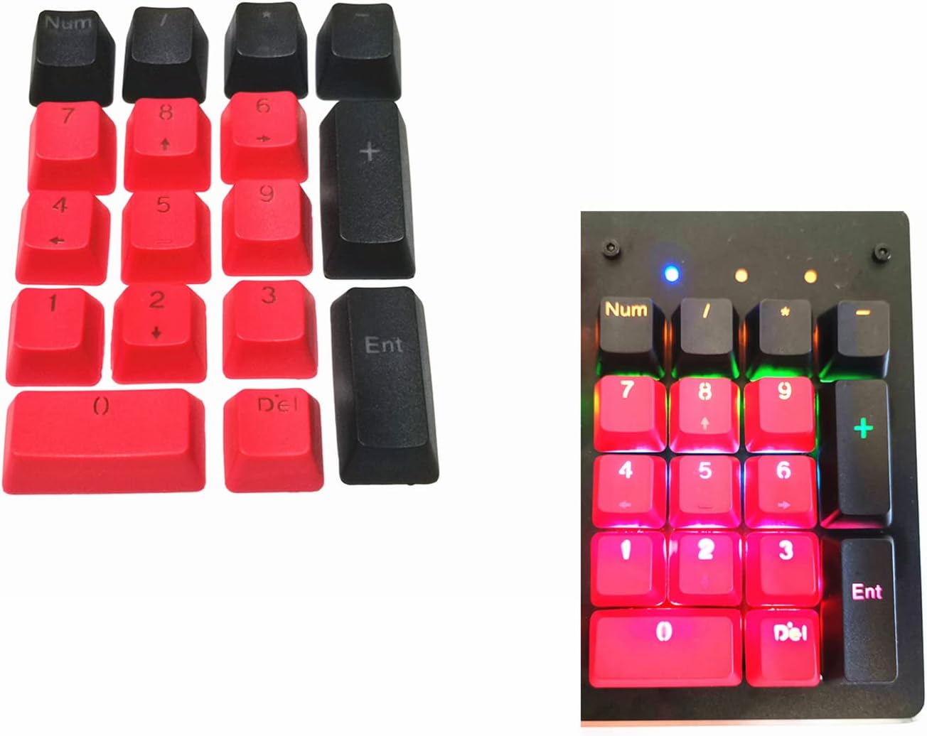 17 Keys Numeric Keypad Numpad Key Cap PBT Doubleshot Backlit Keycaps ...