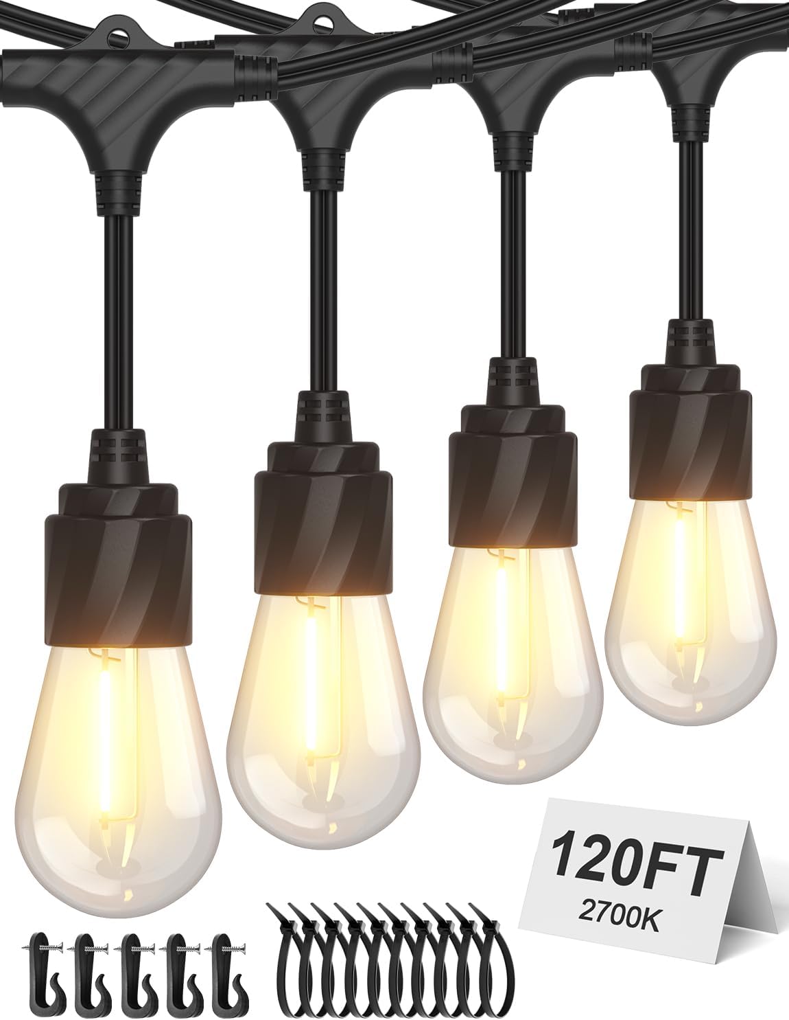 Brightown 200FT Outdoor String Lights Patio Lights with 102 ...