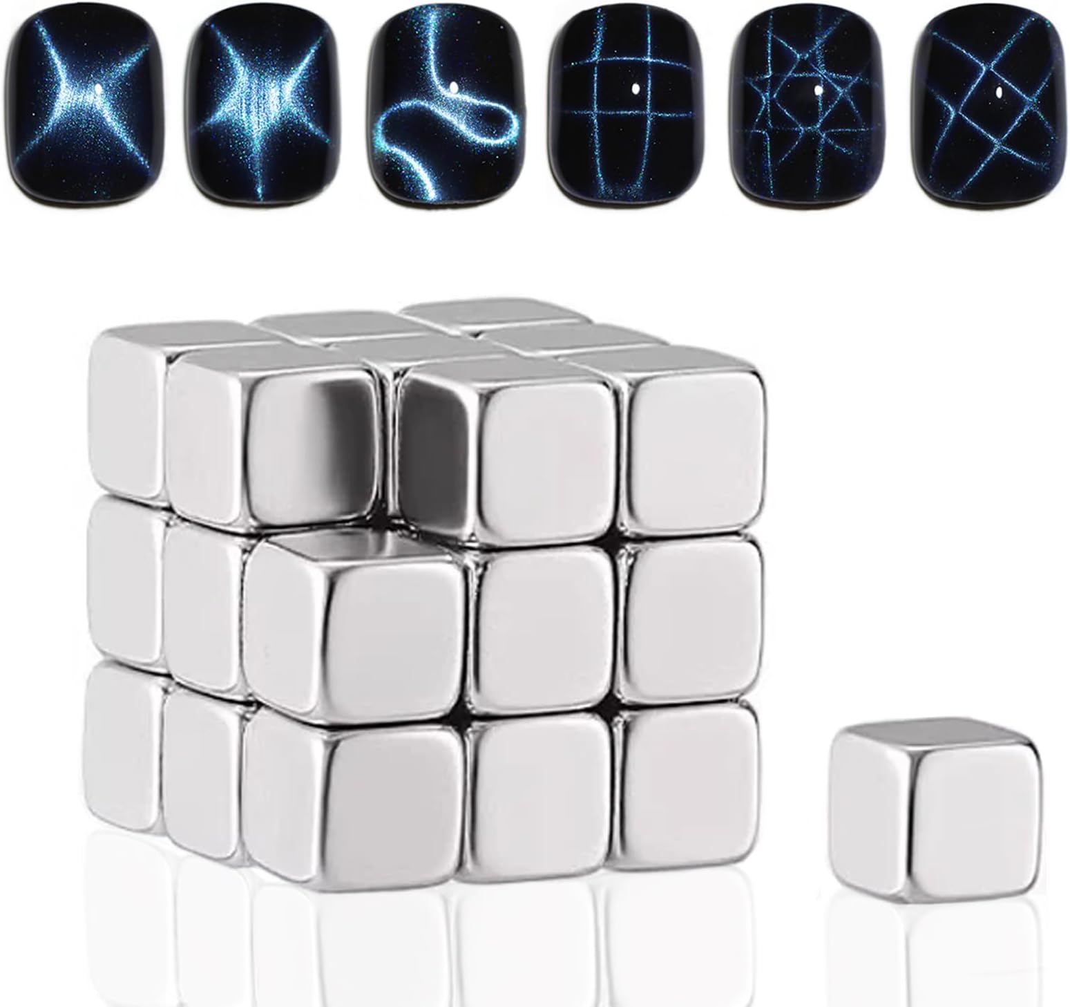Amazon.com: HYWWPFLAY 27Pcs/Set Cat Eye Magnet for Nails Square Strong ...