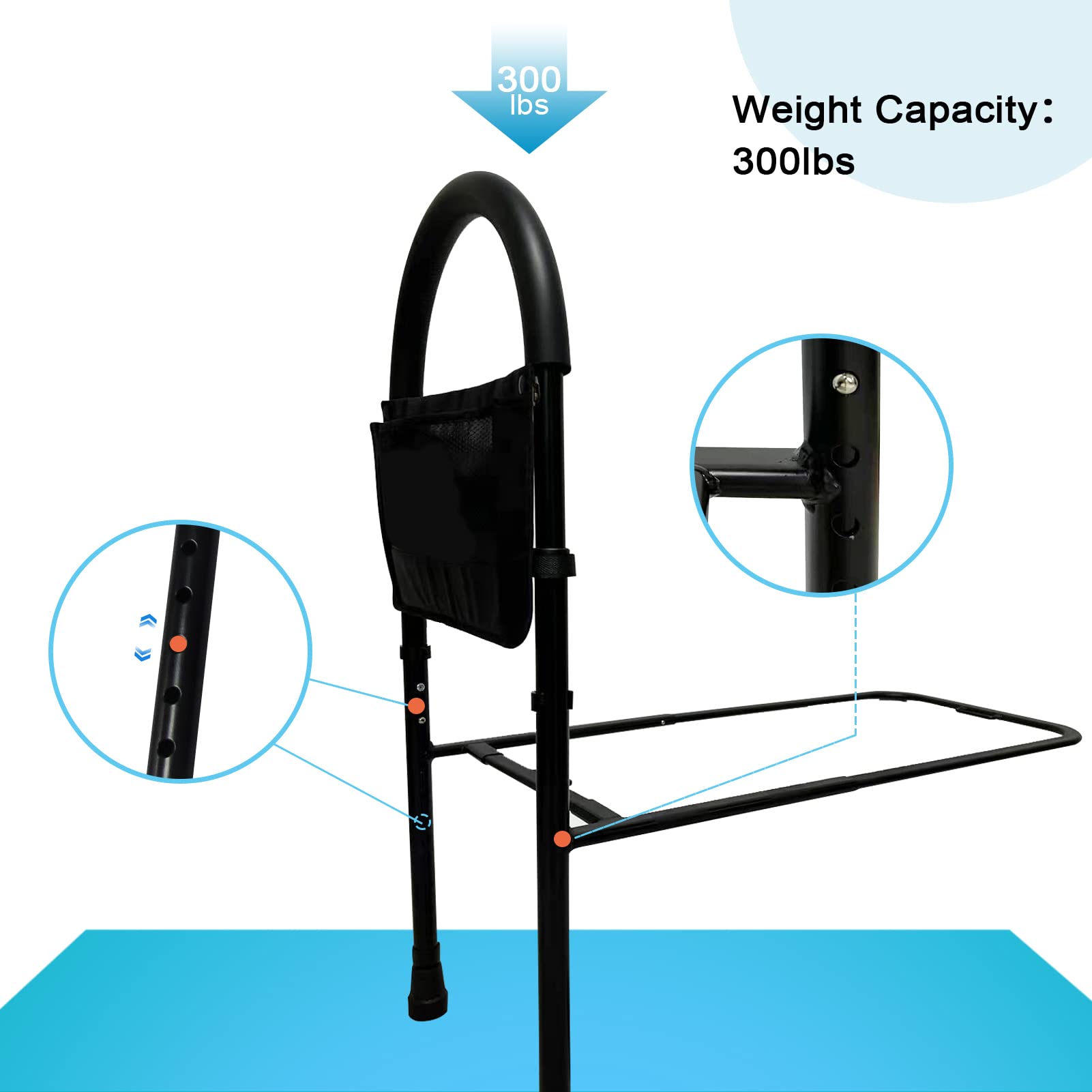 UNLICON Medical Bed Assist Rail with Adjustable Heights,Bed Assist Bar ...