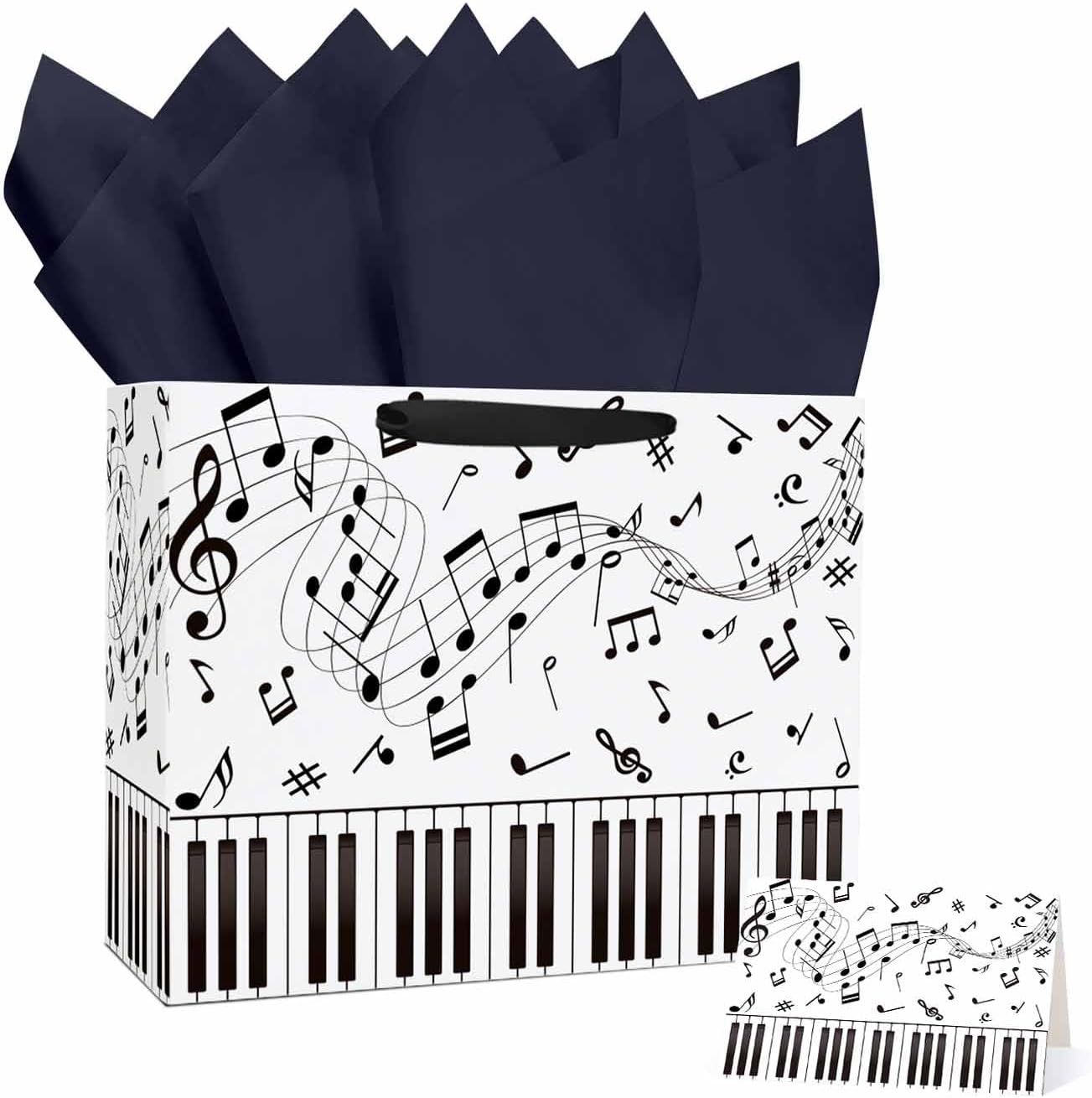 Amazon.com: MUNILAIL 13 Inches Music Notes Gift Bag with Handle Tissue ...