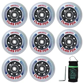 Amazon.com: CLAS FOX Inline Skate Replacement Wheels With Wheels Bag 72mm/76mm with Bearings ...