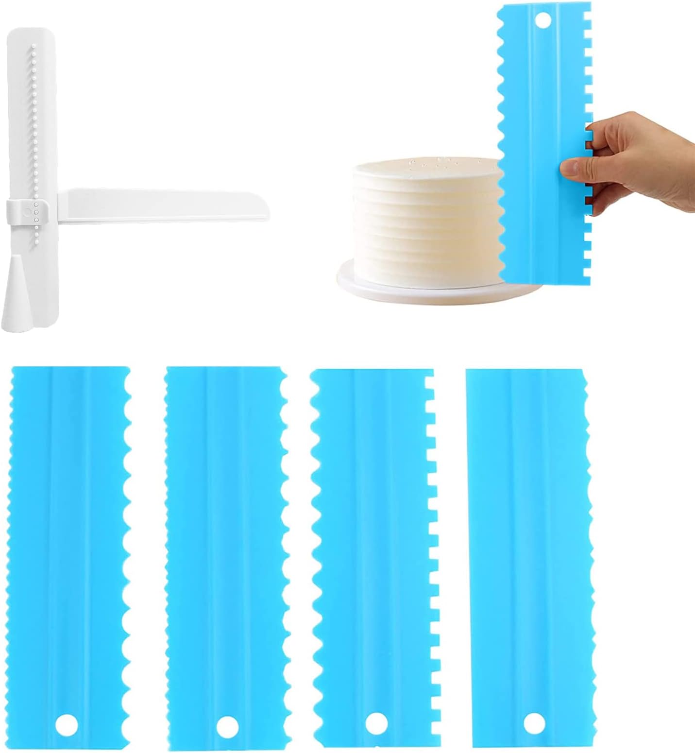 Amazon.com: KUKIFUN Adjustable Cake Scraper Icing Smoother Plastic Cake ...