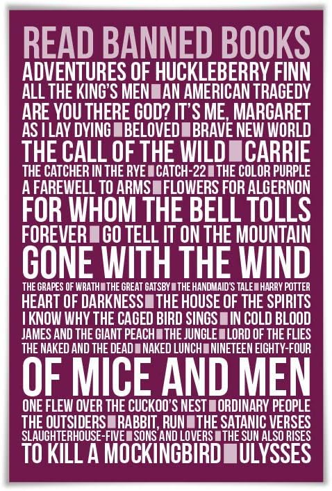 Amazon.com: Folio Creations Read Banned Books Library Poster Literary ...