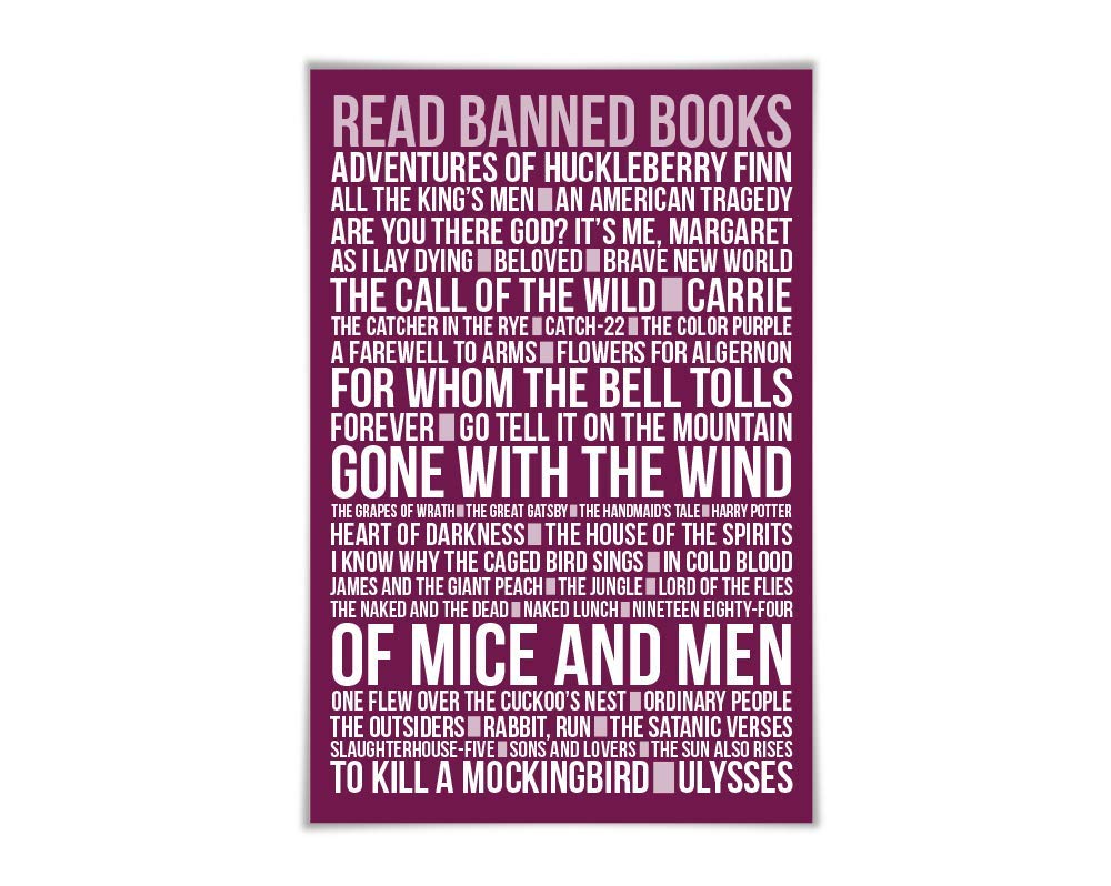 Amazon.com: Read Banned Books Library Poster Literary Art Print. 60 ...