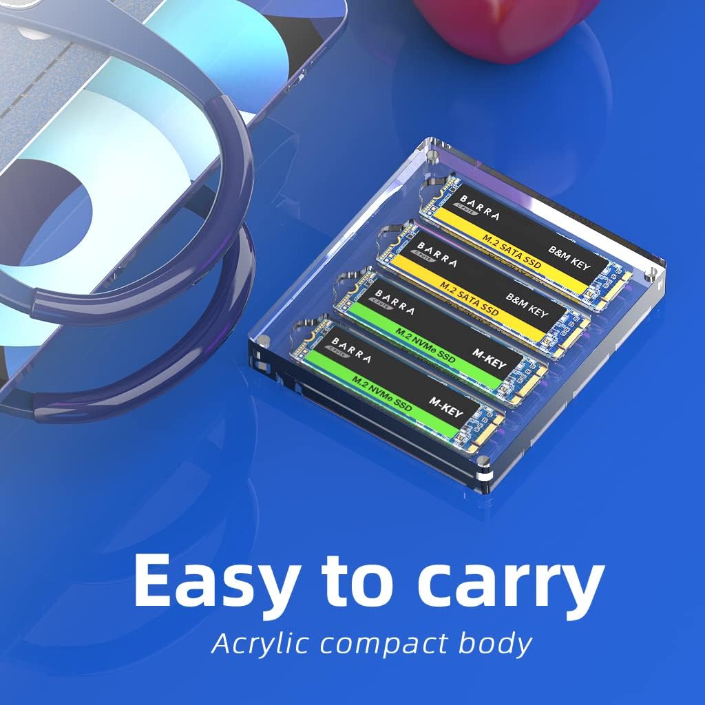 AODUKE 4 Slot Transparent Magnetic Closure M.2 SSD Enclosure Box Case ...