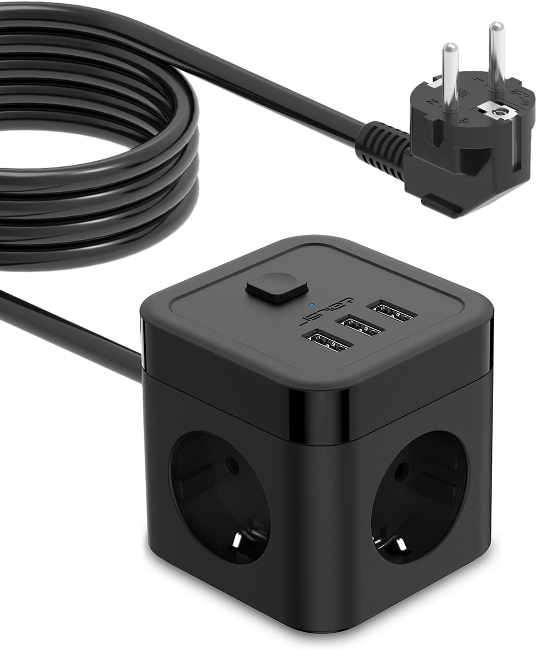 JSVER Cube Multiprise 5M Parasurtenseurs USB 3 Prises avec 3 Ports USB ...