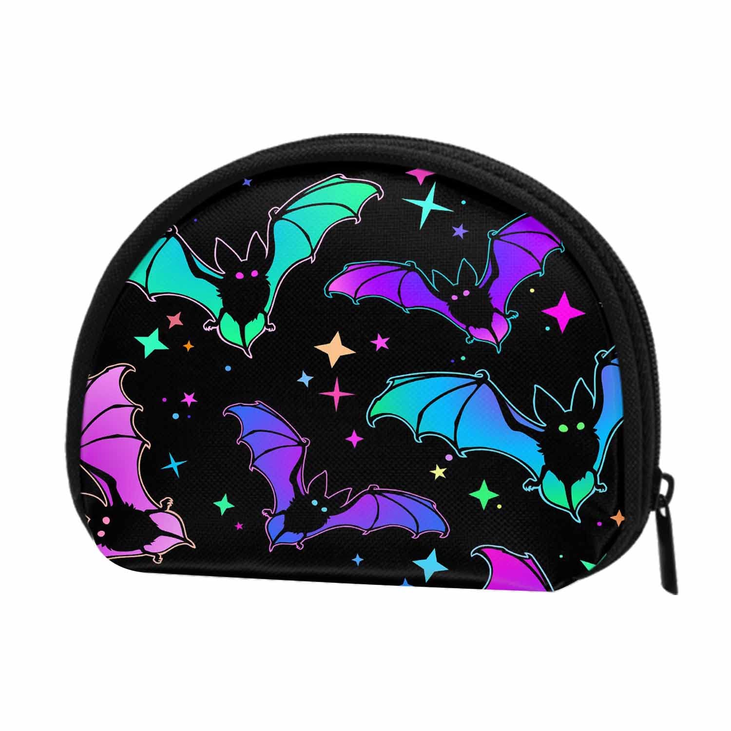 Amazon.com: IBILIU Small Coin Purse Colorful Bats Purple Pink Green Bat ...