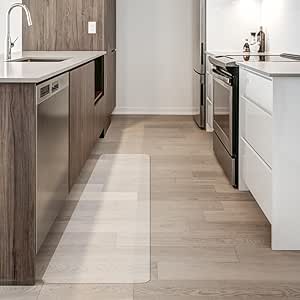 Amazon.co.jp: WEIMALL キッチンマット 透明 (半透明) 180×60cm 厚さ1.5mm 拭ける エンボス加工 PVC 防水 撥水 滑り止め ビニール フローリング 傷 ...