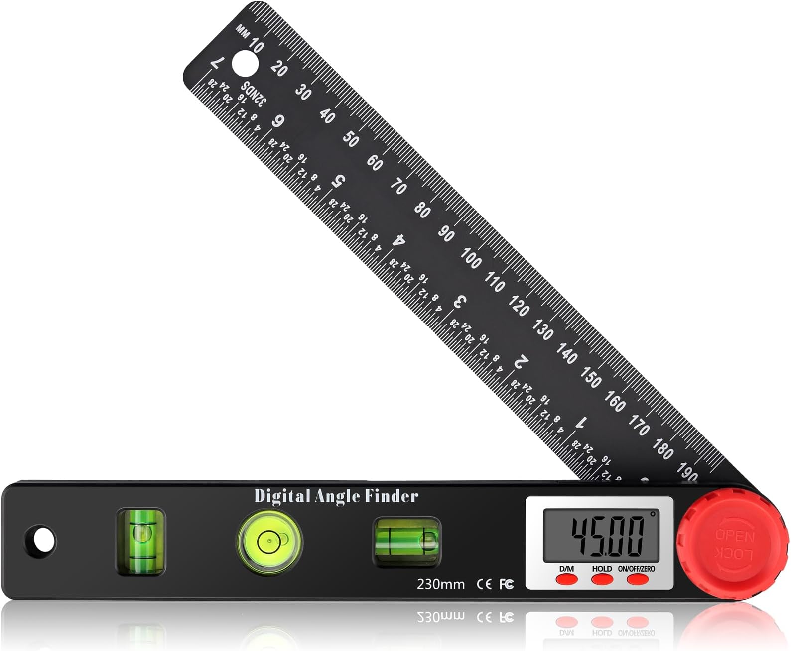 Rainyb Digital Angle Finder Tool 7inch 0-360 degree LED Digital ...