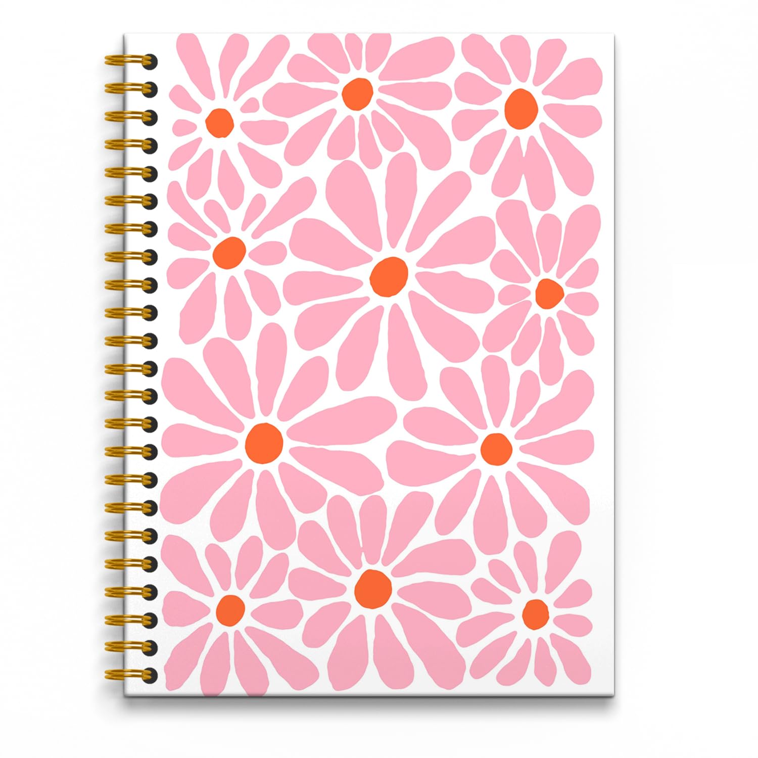 Amazon.com : RUNMESS Pink Floral Notebook, 70s Retro Groovy Boho Floral ...