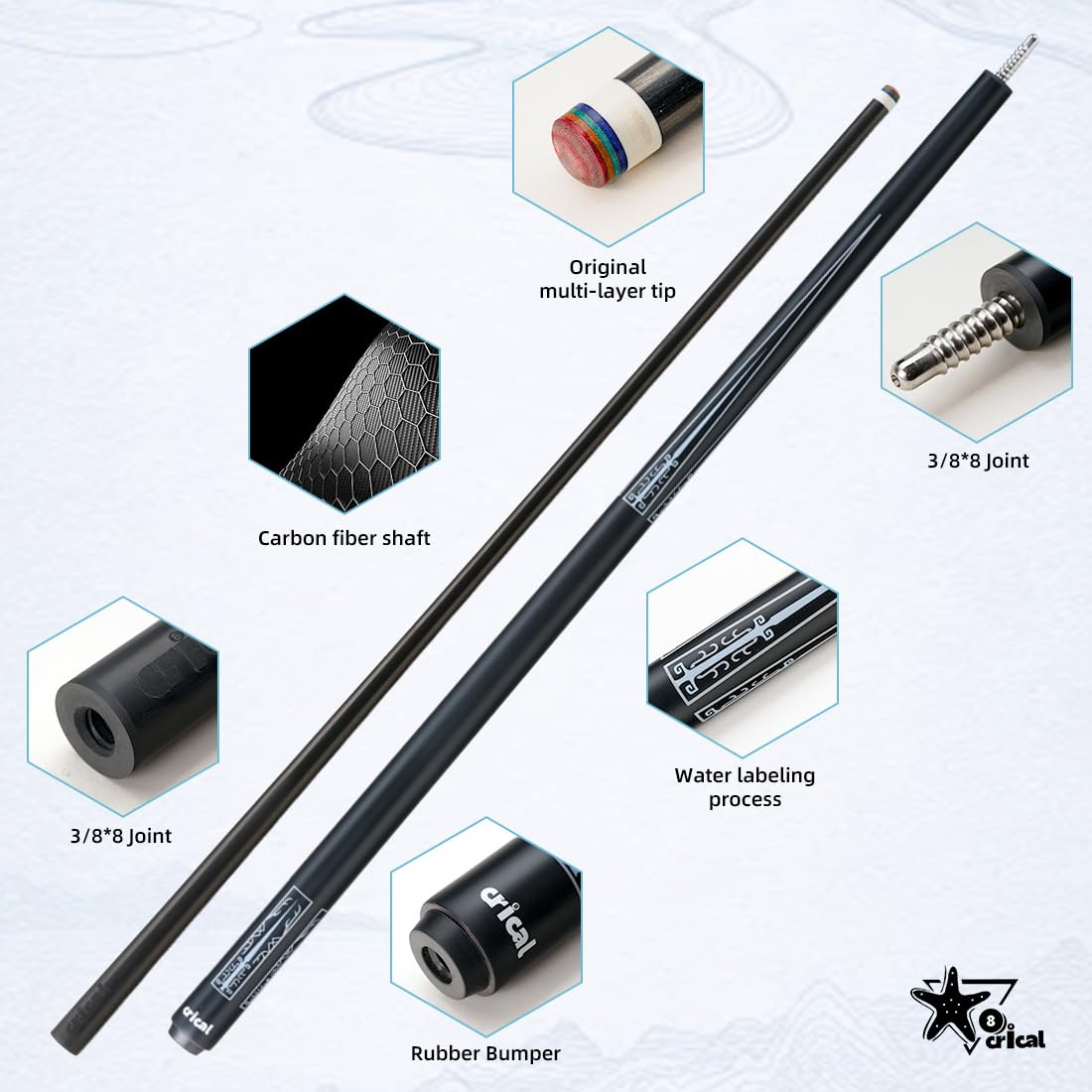Snapklik.com : CRICAL Carbon Fiber Pool Cue 58" Billiard Cue Sticks ...