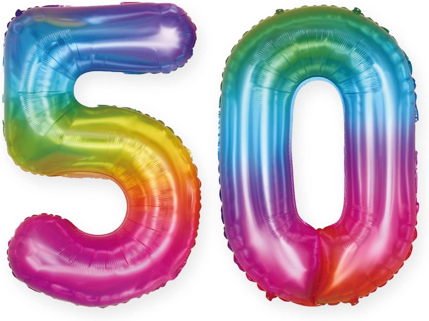 Amazon.com: Giant, Rainbow Number 50 Balloons - 40 Inch, 50 Balloon ...
