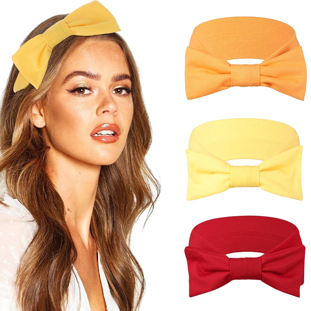 Bohend Bow Headbands Wide Knotted Hair Bands 3pcs Head