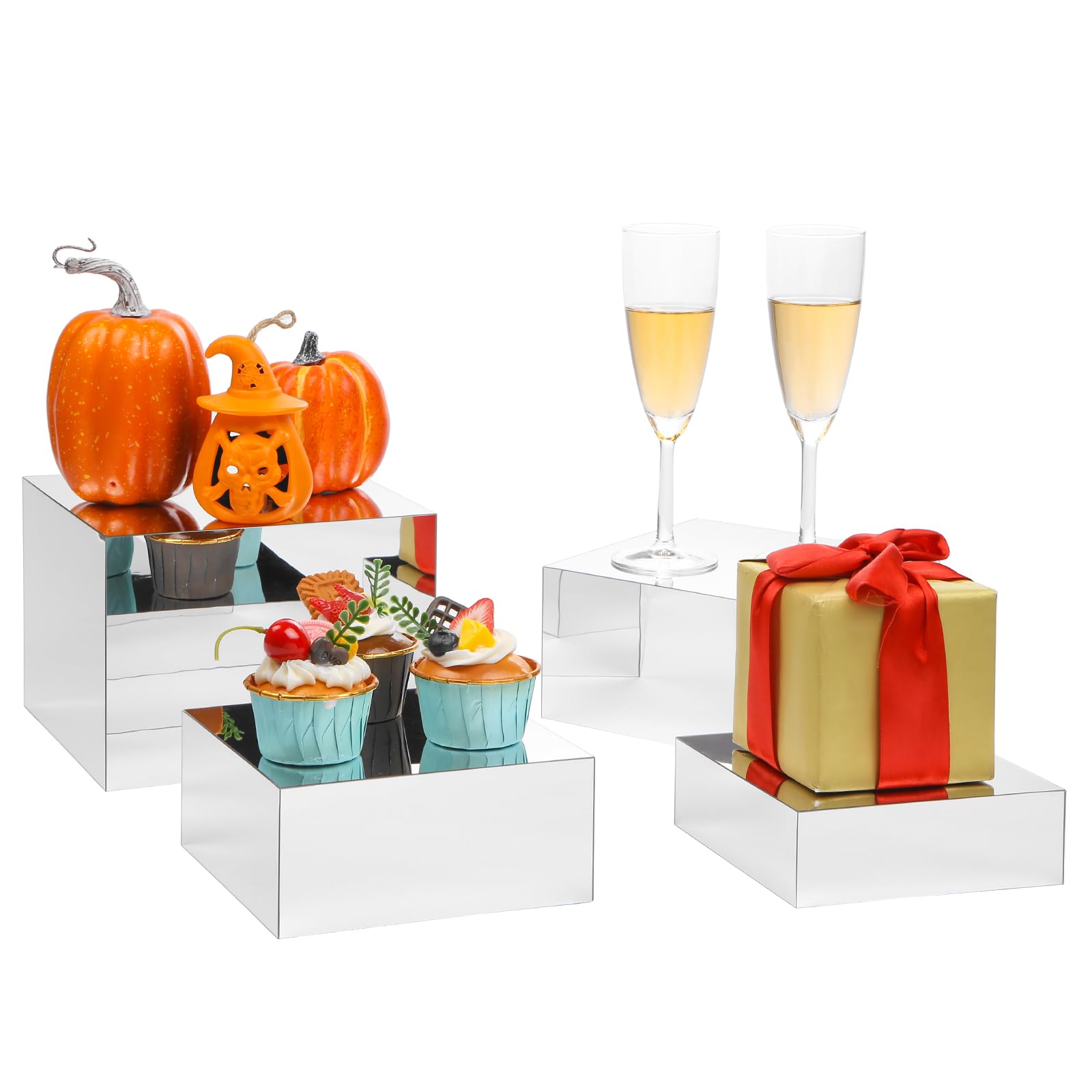 Amazon.com: Acrylic Risers Display Stands, 4 Pack Silver Acrylic ...