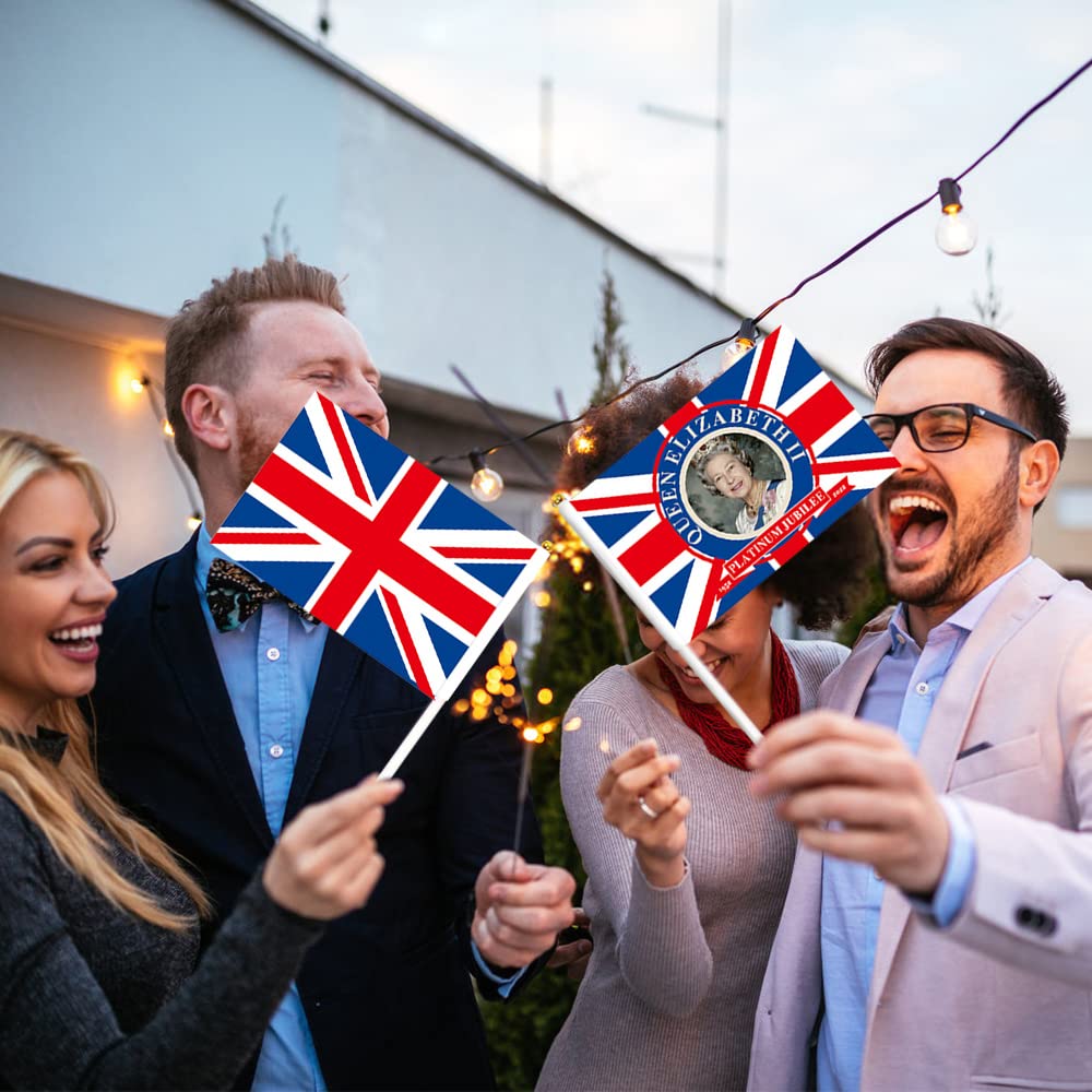Union Jack Flags Hand Flags 40pcs Queen’s Platinum Jubilee Decorations ...