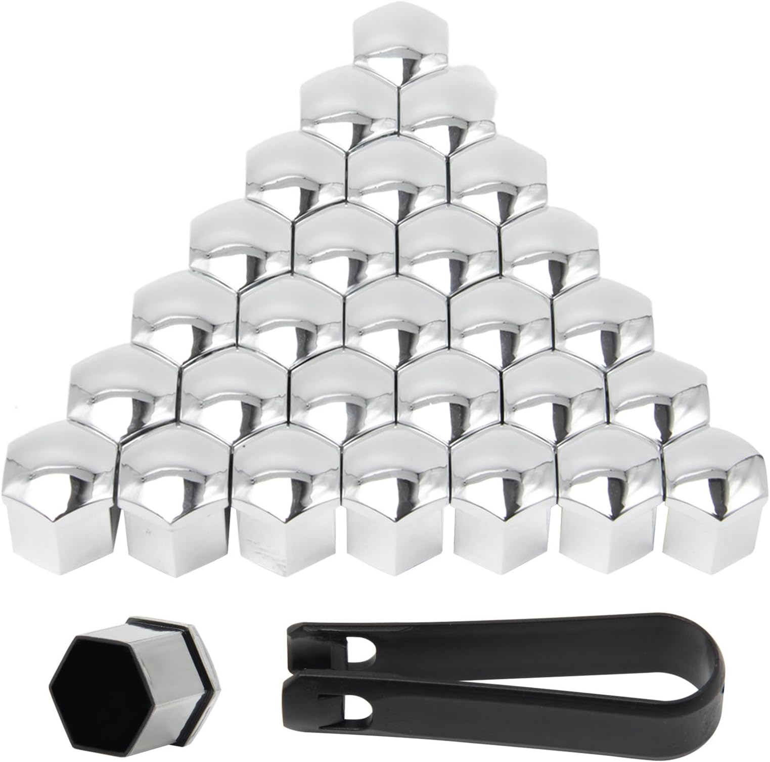 Neikafan Chrome Wheel Nut Covers 19mm 30 Pcs Plastic Wheel Nut Caps ...