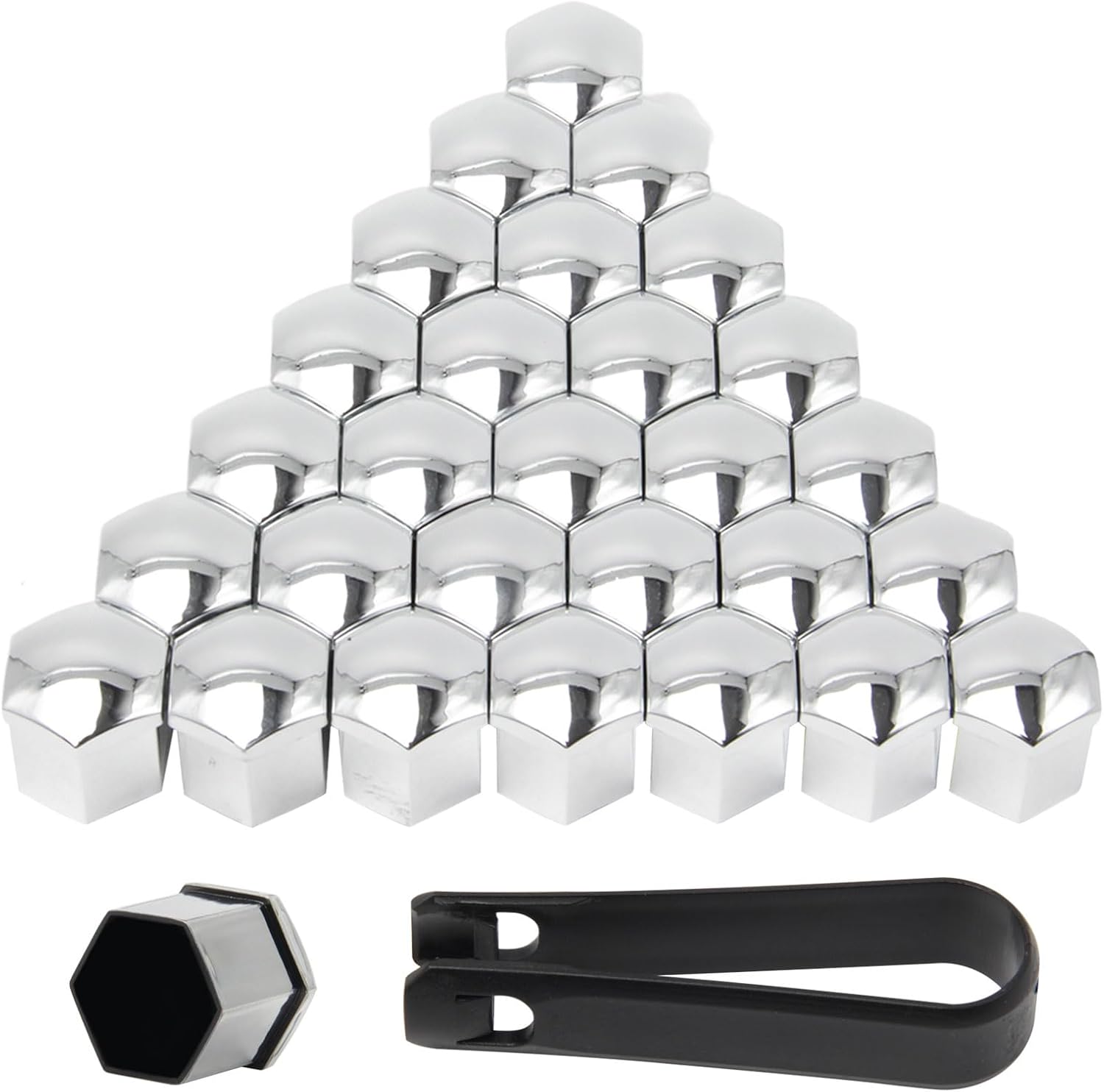 Neikafan Chrome Wheel Nut Covers 19mm 30 Pcs Plastic Wheel Nut Caps ...